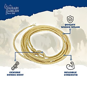 Colorado Saddlery Kid's Lariat | Pro Feel Lasso | Genuine Honda Knot | Cowboy & Cowgirl Rope, Biege, 5/16" x 25' (15-26)