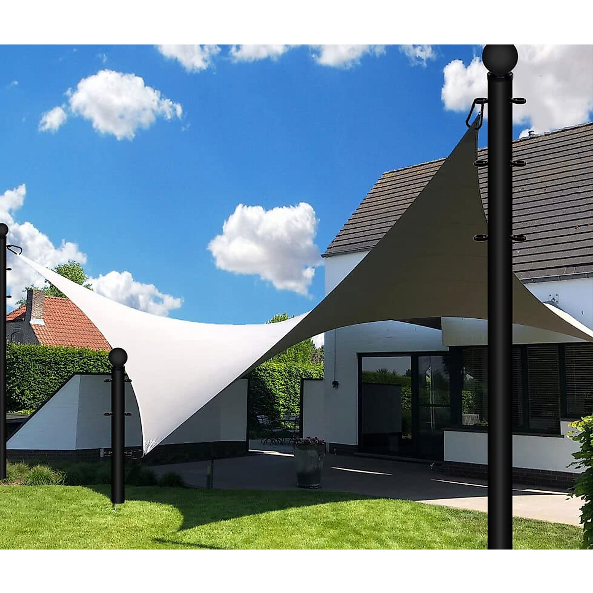 Shade Sail Pole Kit, 4 Poles of Set 10Ft Sun Shade Sail Poles Support ...
