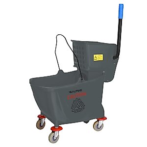Alpine Industries 36 Quart Heavy Duty Mop Bucket with Removable Side Wringer, Rounded Front Lip, and Non Marking Wheels, Gray,ALP462-GRY
