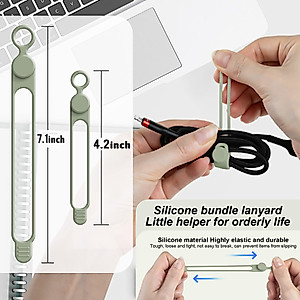 Nearockle Silicone Cable Ties Cord Organizer for Cable Management, 16PCS 4.2" and 7.1" Reusable Cable Organizer Electronic Accessories for Home, Office, Kitchen, School, Travel (Green)
