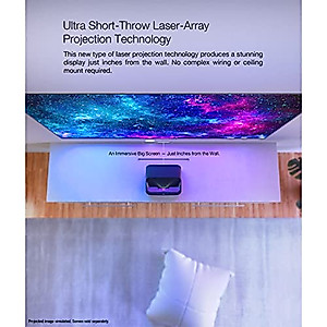 Epson EpiqVision Ultra Short Throw LS300 3LCD Smart Laser Projector, 3600 Lumens Color & White Brightness, HDR, Android TV, Yamaha Speakers, Bluetooth, Sports, Gaming, Movies - Black (Renewed)