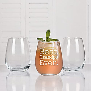 Best Grandpa Ever Stemless Wine Glass, Grandpa Wine Glass 15oz, Father's Day Gift, Birthday Gift, Christmas Gift for Men, Grandpa, Grandfather, New Grandpa