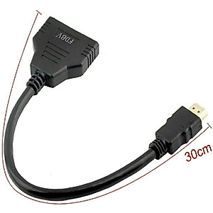 FDBV Hdmi Splitter Adapter Cable, Hdmi Splitter 1 in 2 Out HDMI Male to Dual HDMI Female 1 to 2 Way for HDMI HD, LED, LCD, TV, Support Two The Same TVs at The Same Time 1080P