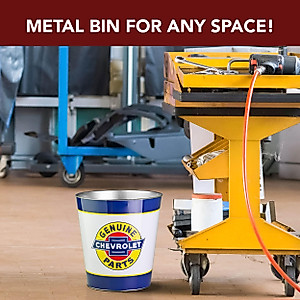 American Art Decor Metal Trash Bin - Licensed Chevrolet Waste Basket - Small Decorative Garbage Can for Man Cave, Kitchen, Garage, Home Office, Bar & More (11.25" x 10.5" x 10.5"