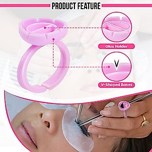 KB ESSENTIALS 200pcs Glue Rings for Eyelash Extensions - Lash Extension Ring Holder Cup Professional Tech Supplies – Adjustable, Disposable & Flower Nail Art, Tattoo Makeup