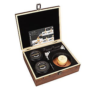 Old Fashioned Cocktail Smoker Kit with Torch and Wooden Storage Box - 10 Pcs Infuser Set with 4 Flavours of Wooden Smoker Chips for Whiskey and Bourbon Drinks - Great Gift for Classic Men (NO BUTANE)