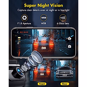 Dash Cam Front and Rear Camera, 4K/2.5K Full Dashcams for Cars with 64GB SD Card, WiFi & App Control, Night Vision, Parking Mode, G-Sensor, Loop Recording,WDR,170° Wide Angle