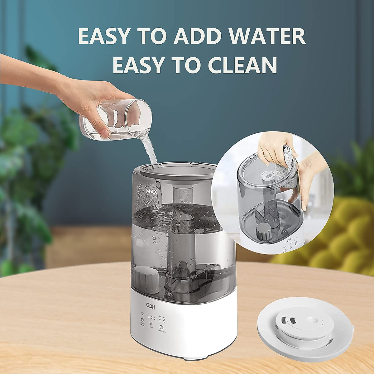 Humidifiers for Bedroom Large Room, QDH 3.5L Cool Mist Humidifier, 26dB Quiet Ultrasonic Air Humidifiers for Plant, Baby, Nursery, Office, & Indoor Plants - Lasts Up To 36 Hours