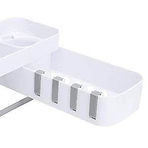 LANTRO JS Corner Shower Caddy Shower Organizer Shower Shelf Wall Mounted Bathroom Storage with Towel Hook(white grey)