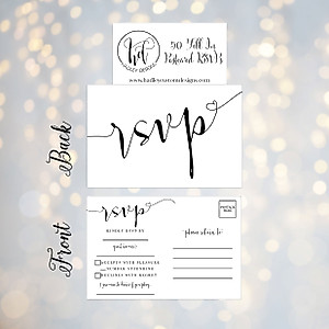 50 Blank RSVP Cards, RSVP Postcards No Envelopes Needed, Response Card, RSVP Reply, RSVP for Wedding, Rehearsal Dinner, Baby Shower, Bridal Shower, Birthday, Engagement, Bachelorette Party Invitations