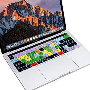 XSKN New Shortcut Design Silicone Keyboard Skin Cover for Touch Bar MacBook Pro 13.3" A2159 A1706 A1989 MacBook Pro 15.4" A1707 A1990 and Touch Bar Sticker - US EU Universal Version (Ableton)