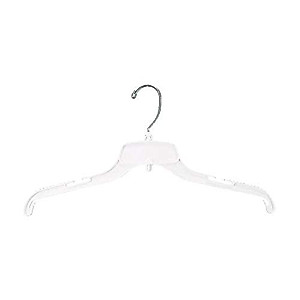 NAHANCO 18800 Floor Ready Plastic Shirt/Dress Hanger with Chrome Swivel Hook and Coordinate Hook, Heavy Weight, 17", White (Pack of 100)