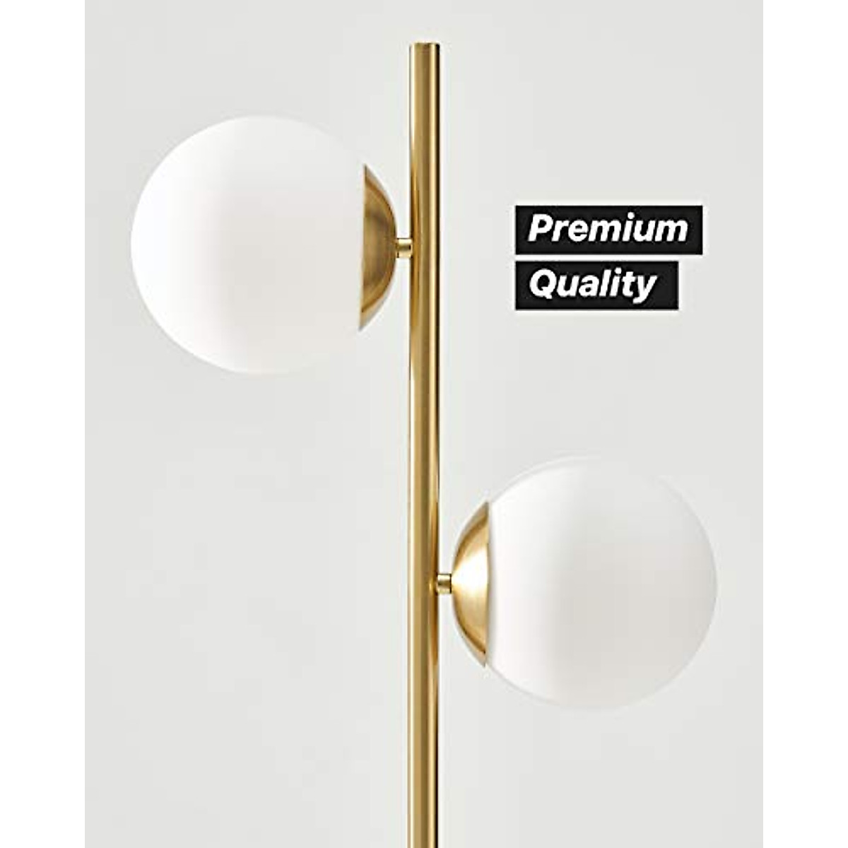 Brightech Sphere Floor Lamp for Living Room, Mid-Century Modern 2 Globe Pole Light for Bedroom, Bright LED Standing Lamps for Offices, Contemporary Living Room Décor – Gold/Antique Brass