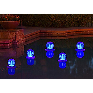 Poolmaster Floating Pool Lights for Swimming Pool, Patio and Hanging Solar Lanterns, 2 Pack, Blue