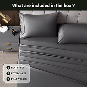 Shilucheng Cooling Breathable Bamboo Bed Sheets Set - King Size,1800 Thread Count Super Silky Soft with 16 Inch Deep Pocket, Machine Washable, 4 Piece (King,Dark Grey)
