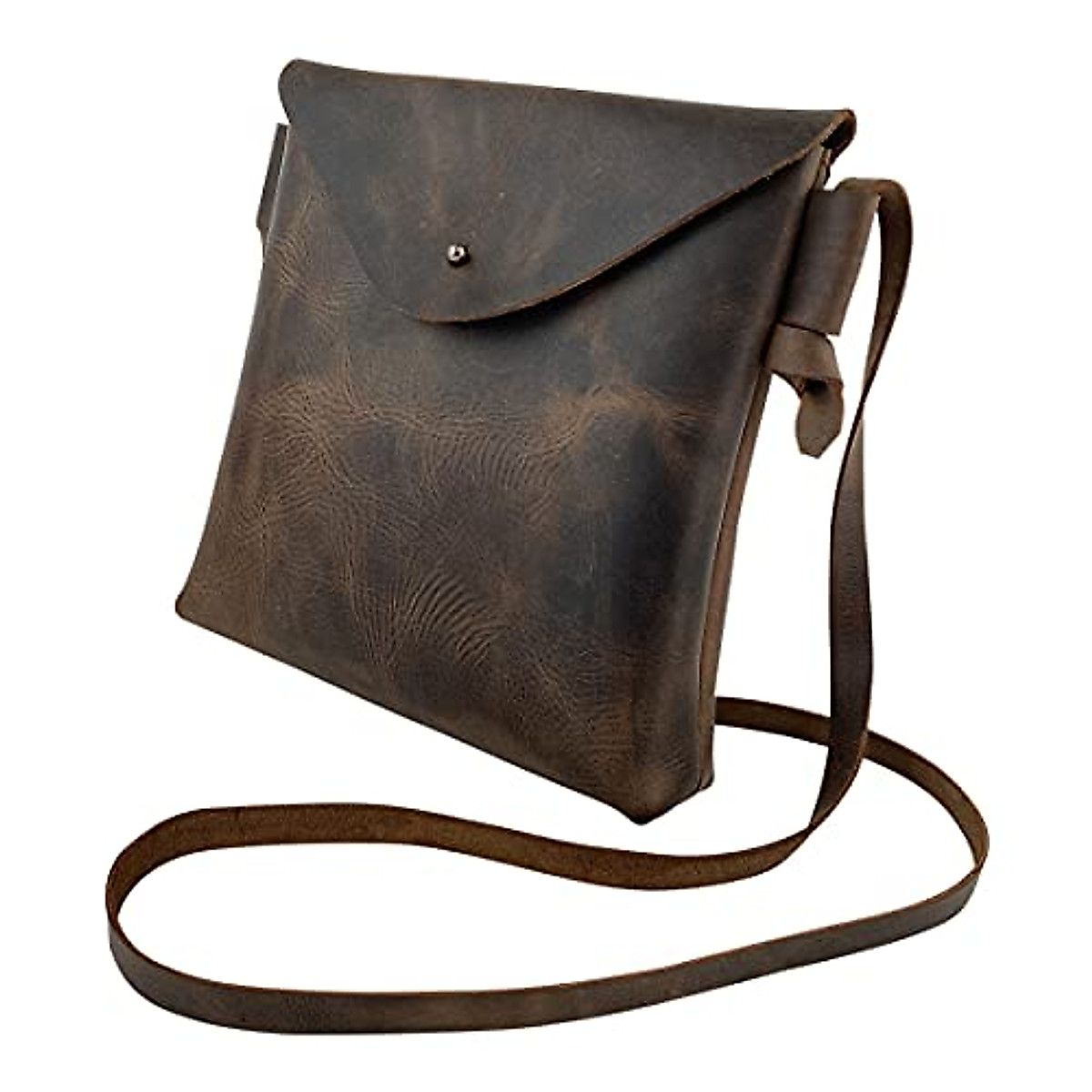 Hide & Drink, Vertical Shoulder Bag Handmade from Full Grain Leather - Bourbon Brown