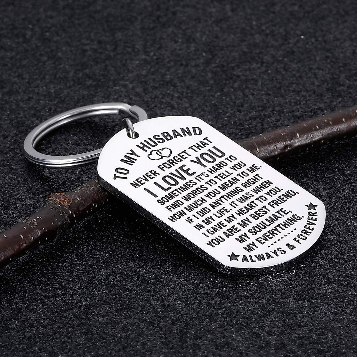 Aizza Beata Anniversary Husband Gifts Keychain from Wife Birthday Gift for Fiance Bridegroom Hubby My Soulmate My Everything Cute I Love You Gift Wedding Couple Gift for Him Men