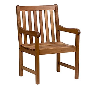 Amazonia Milano 1-Piece Patio Armchair | Eucalyptus Wood | Ideal for Outdoors and Indoors, 23Lx20Wx35H, brown