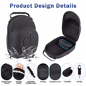Anguu Hat Travel Case,Hard Hat Case for Baseball Caps, Hat Carrier for Travel with Hat Clip and Glasses Case, Hat Organizer Protects Up To 6 Hats, Perfect For Travel and Home Storage - Black