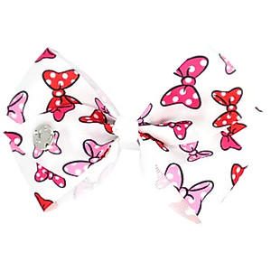 6pc 5" Large Hair Bows for Girls with Heart Emblem (D)