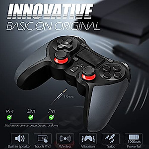 TERIOS Wireless Controller Compatible with PS4/PS4 Pro/PS4 Slim, Pro Controller with Built-in Speaker, Advanced Buttons Programming, Enhanced Dual Vibration/Turbo Auto Fire (Black)