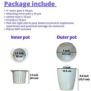 LaLaGreen Wall Planters for Indoor Plants - 10 Pack, 5 Inch Self Watering Plastic Wall Pot, White Wall Mounted Eco Wall Planter System Living Hanging Wall Planter Trendy Live Wall Garden for Herb