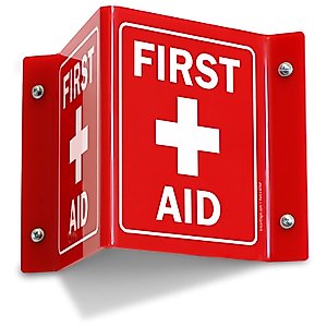 SmartSign - S2-0298-RD-AV-06 “First Aid” Projecting Sign | 5" x 6" Acrylic, 1 Count (Pack of 1)