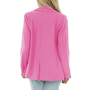 PRETTODAY Women's Casual Blazers Leopard Print Open Front Long Sleeve Work Office Jackets Blazer with Pockets (Pink,Small)