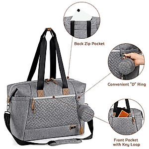 Dikaslon Diaper Bag Tote with 2 Pack Stroller Hooks, Pacifier Case and Changing Pad, Large Travel Diaper Tote for Mom and Dad, Multifunction Baby Bag for Boys and Girls