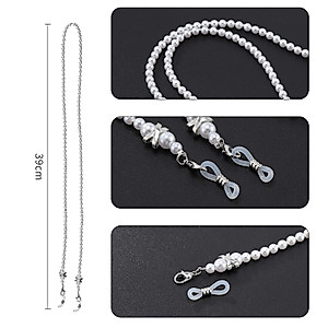OCR White Pearl Beaded Eyeglass Chain, Acrylic Pearl Glasses Lanyard Sunglasses Chain Eyewear String Holder for Women