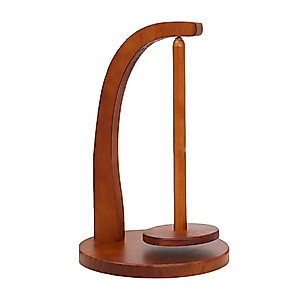 QKDS Yarn Holder for Knitting and Crocheting, Wooden Yarn Spinner with Magnetic Metal Twirling Mechanism and Anti-Slip Pads, Yarn Spindle Dispenser, Gift for Knitting Crochet Lovers(Natural Wood)