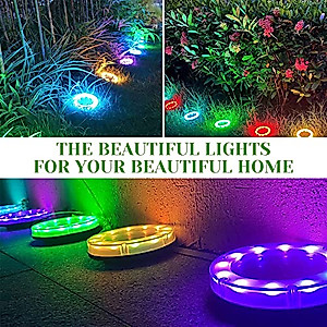 NFESOLAR Solar Ground Lights Outdoor Waterproof Color Changing Christmas Lights for Pathway Walkway Patio Yard Lawn (4 Packs)
