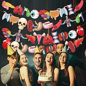 4pcs Human Anatomy Body Part Theme Banners Human Anatomy Party Decorations Body Part Party Supplies for Doctors Birthday Party Nurse Graduation Party Supplies