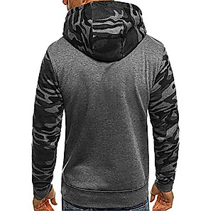 Hoodies for Men Thenlian Mens Camouflage Plus Size Pullover Long Sleeve Hooded Sweatshirt Tops Blouse(Dark Gray, L)