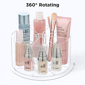 HBlife Clear 360 Rotating Makeup Brush Holder Organizer, 8.26 x 8.26 x 4.48 Inches Acrylic Makeup Organizer with 8 Compartments
