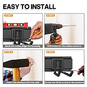 VONLX 48inch Garage Storage Organization Garage with Torpedo Level Mounted Garden Tool Organizer Wall Mount Adjustable Garage Organizers with 7 Heavy Duty Hooks Tool Holder for Hanging Max Load 440lbs