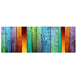 Colored Old Wooden Boards Print Memory Foam Bath Rugs and doormats Non Slip Absorbent Super Cozy Flannel Bathroom Rug Carpet 47x18 inches