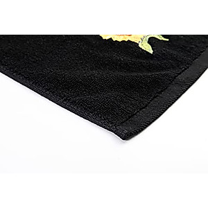 Quera 2 Pack Black Sunflower Hand Towels 100 Percent Cotton Embroidered Premium Luxury Decor Bathroom Decorative Dish Set for Drying, Cleaning, Cooking, 13.7'' x 28.7''Yellow