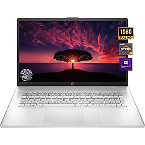 HP 17.3'' FHD IPS Display Business Laptop, AMD Ryzen 5 5500U Processor, Windows 10 Pro, 16GB RAM, 512GB SSD, Wi-Fi, Bluetooth, Webcam, Fingerprint Reader, Long Battery Life, Durlyfish