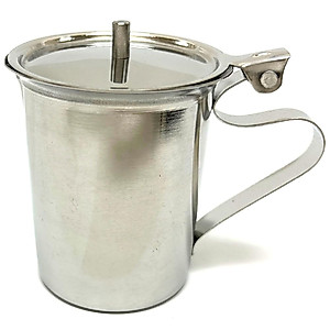 1 Coffee Creamer Server Stainless Steel Pitcher Lid Cover 10oz Milk Frothing Cup Pour Hot Water Jug Tea 1Oz Coffee Creamer Lid Container Small Milk Pitcher Coffee Cream Dispenser Creamer Pitcher with