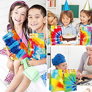 VGOODALL 54PCS Party Favor Bags, Treat Bags Goodie Bags Tie Dye Gift Bags for Kids Birthday Party Retro Party Decorations 6 Designs