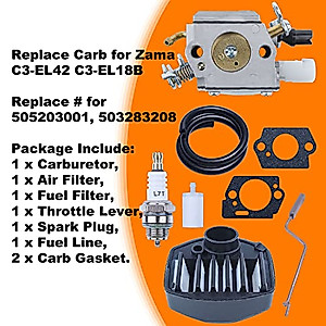 Mtanlo Carburetor Tune-up Service Kit for Husqvarna 359 357 357XP Jonsered CS2156 CS2159 Chainsaw Zama C3-EL42 505203001 Throttle Lever Gaskets Parts