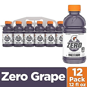 Gatorade Thirst Quencher Zero Sugar Sports Drink, Grape, 12oz Bottles, 12 Pack, Electrolytes for Rehydration