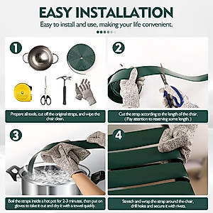 LukLoy 2" Wide Vinyl Straps for Patio Chairs Repair 20ft Long Patio Garden Furniture Replacement Straps with 20 Rivets, Dark Green