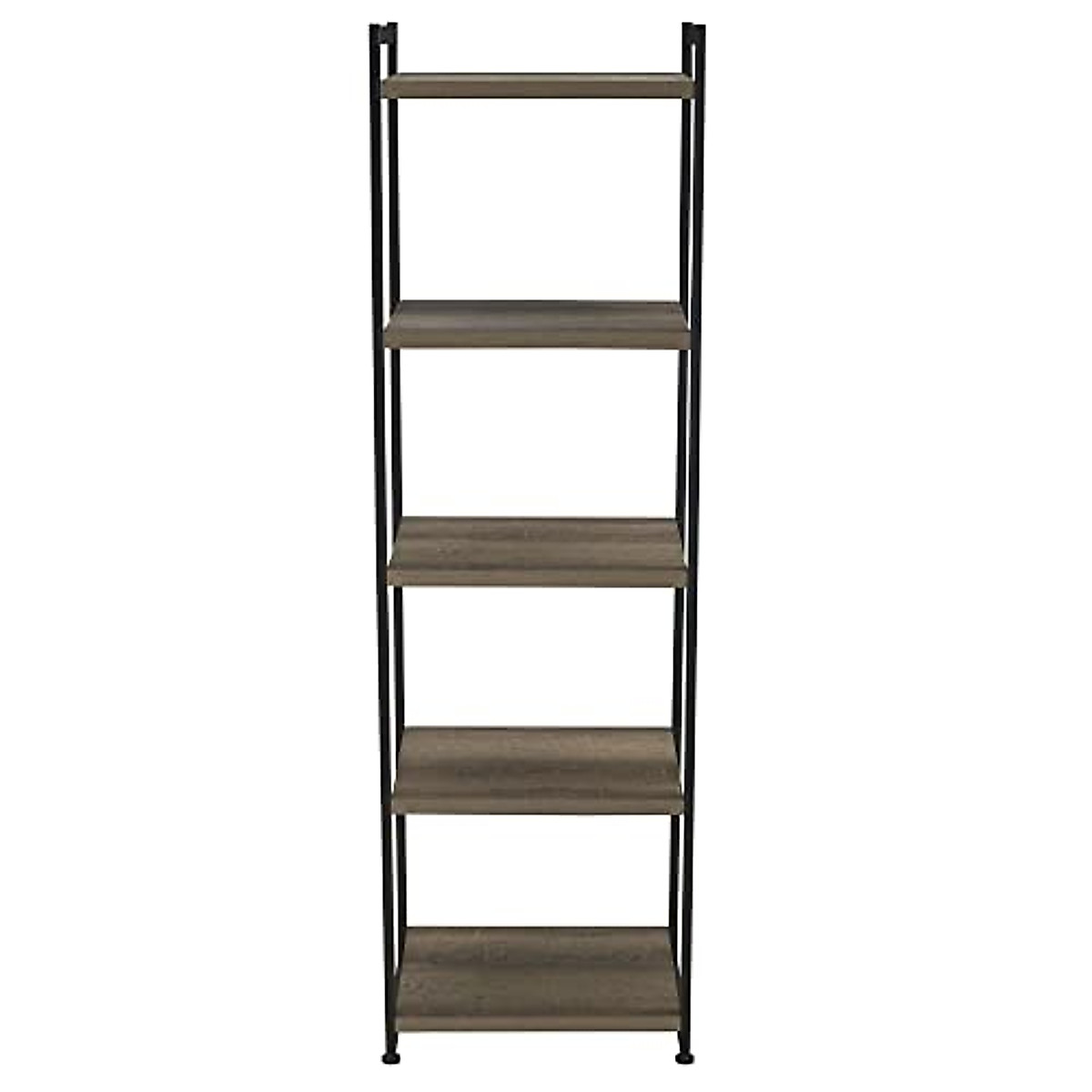 Household Essentials 5 Tier Storage Tower Metal, Grey Shelf – Black Frame, Ashwood
