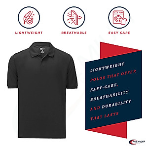 Premium Wear Men's High Moisture Wicking Polo T Shirts | Black - Large