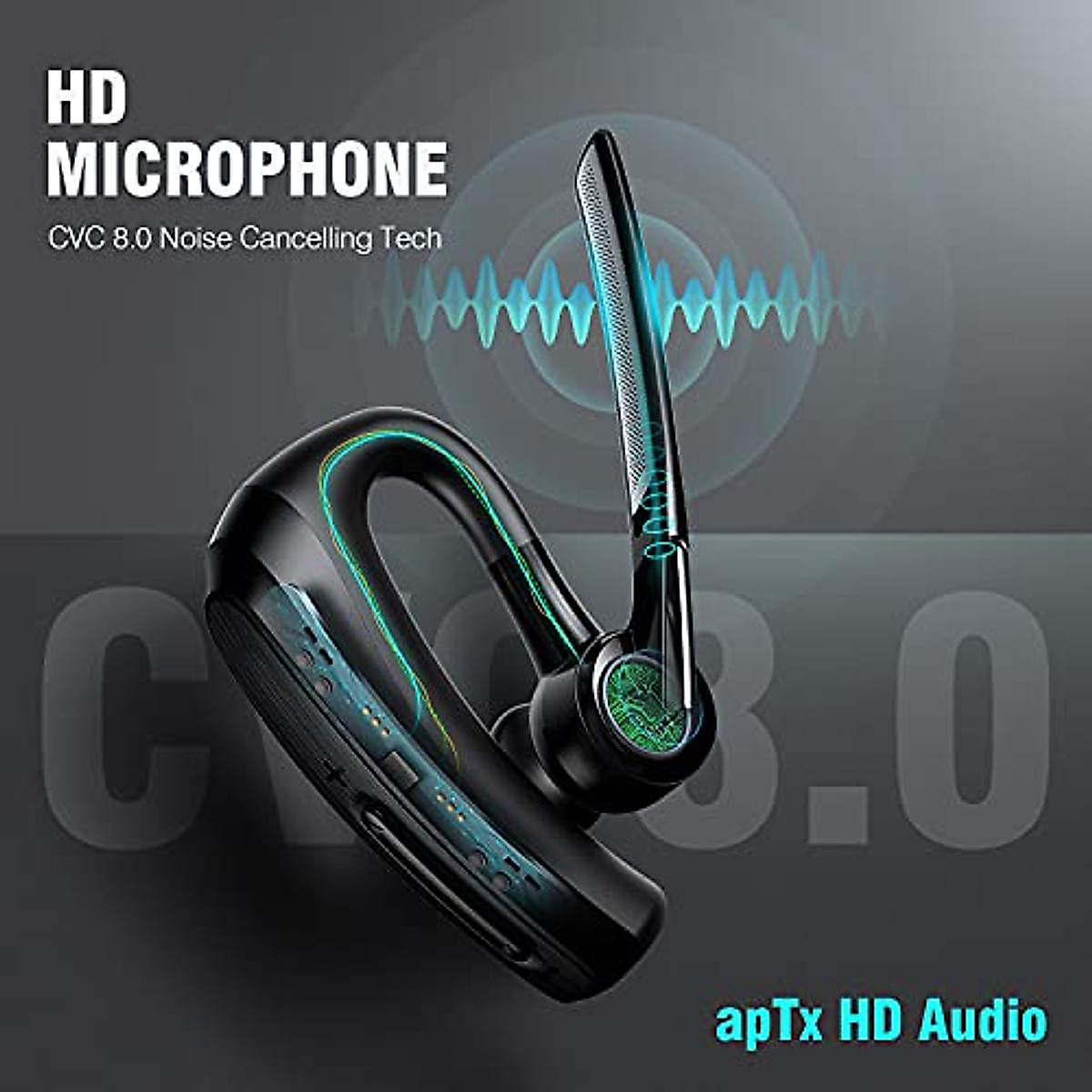 Unipows Bluetooth Headset, Bluetooth Earpiece 16 Hours Talktime with CVC8.0 Noise Cancelling Mic Mute Key Hands-Free Earphones for Cell Phones PC Laptop Business Truck Driver Office Call Center Skype