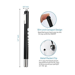 Pen Lights for Nurses,2 Pack Medical Pen Light with Pupil Gauge and Ruler, Warm White & Cool White Light LED Penlight for Nursing Students Doctors (Black/White)