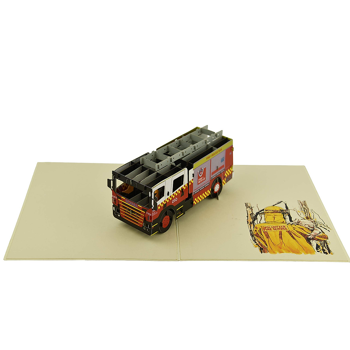Firetruck 3D Pop Up Greeting Card, Fireman Volunteer Appreciation Card, Birthday Card, Any Occasions