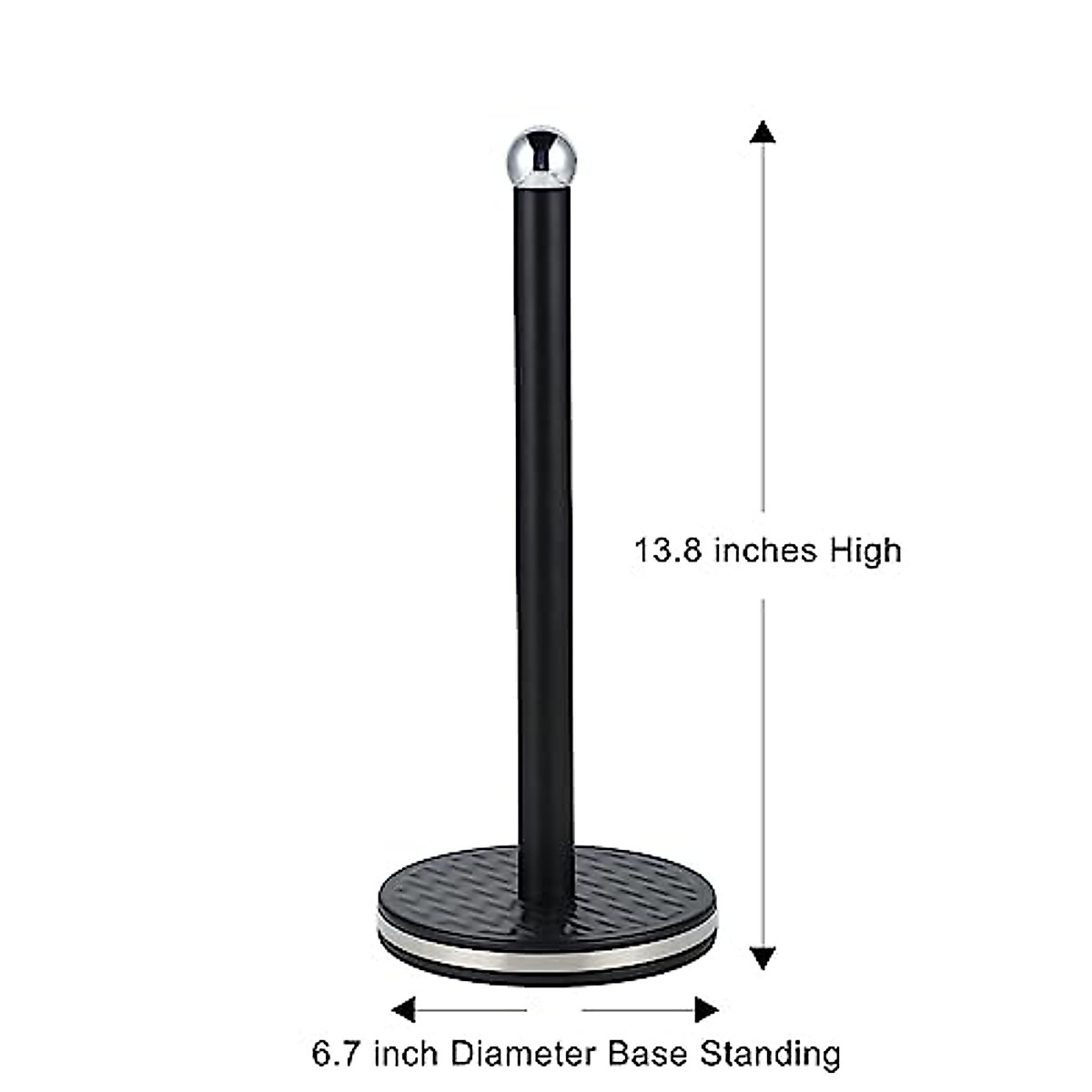 Dxlac 2 Pack Standing Paper Towel Holder, Black Kitchen Countertop Stand for Standard and Large Size Rolls - Ideal for Bathroom and Kitchen Organization and Storage